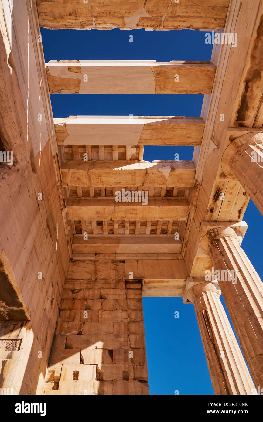Details of the Entrance to the Acropolis of Athens, Greece Stock Photo ...