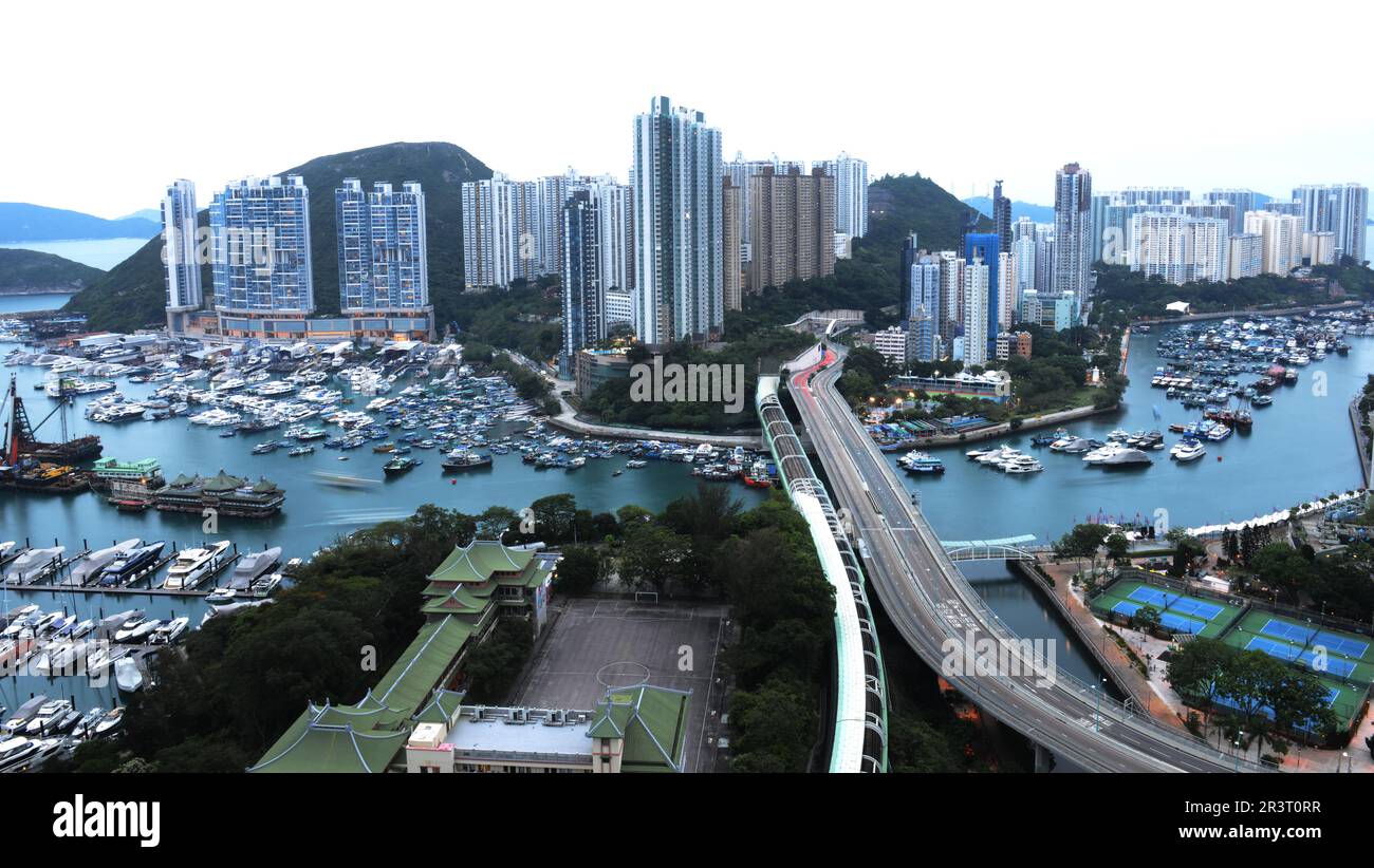 The elevated MTR South Island line track in Wong Chuk Hang, Hong Kong ...