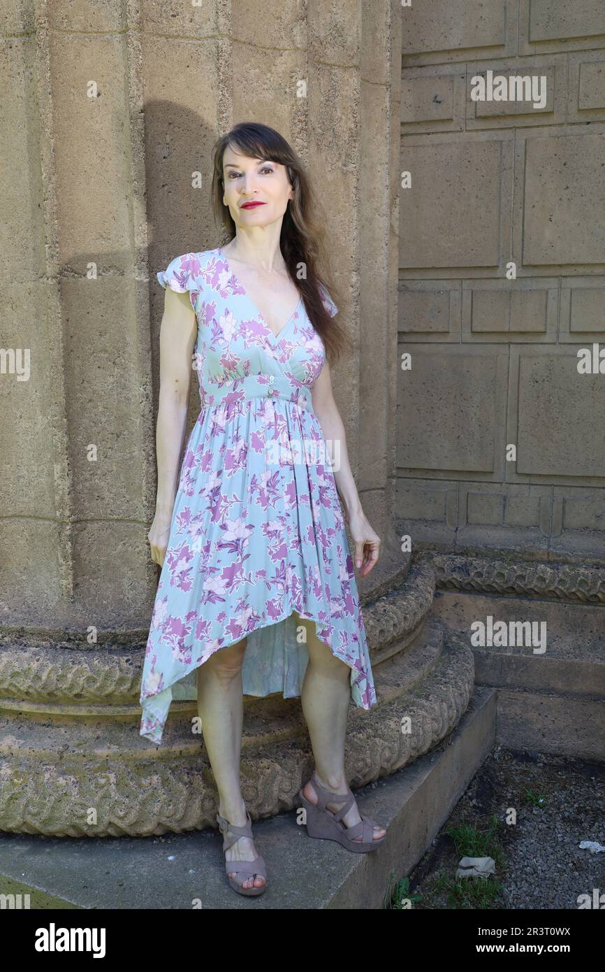 Photo of Beautiful White Lady standing at the Palace of Fine Arts ...