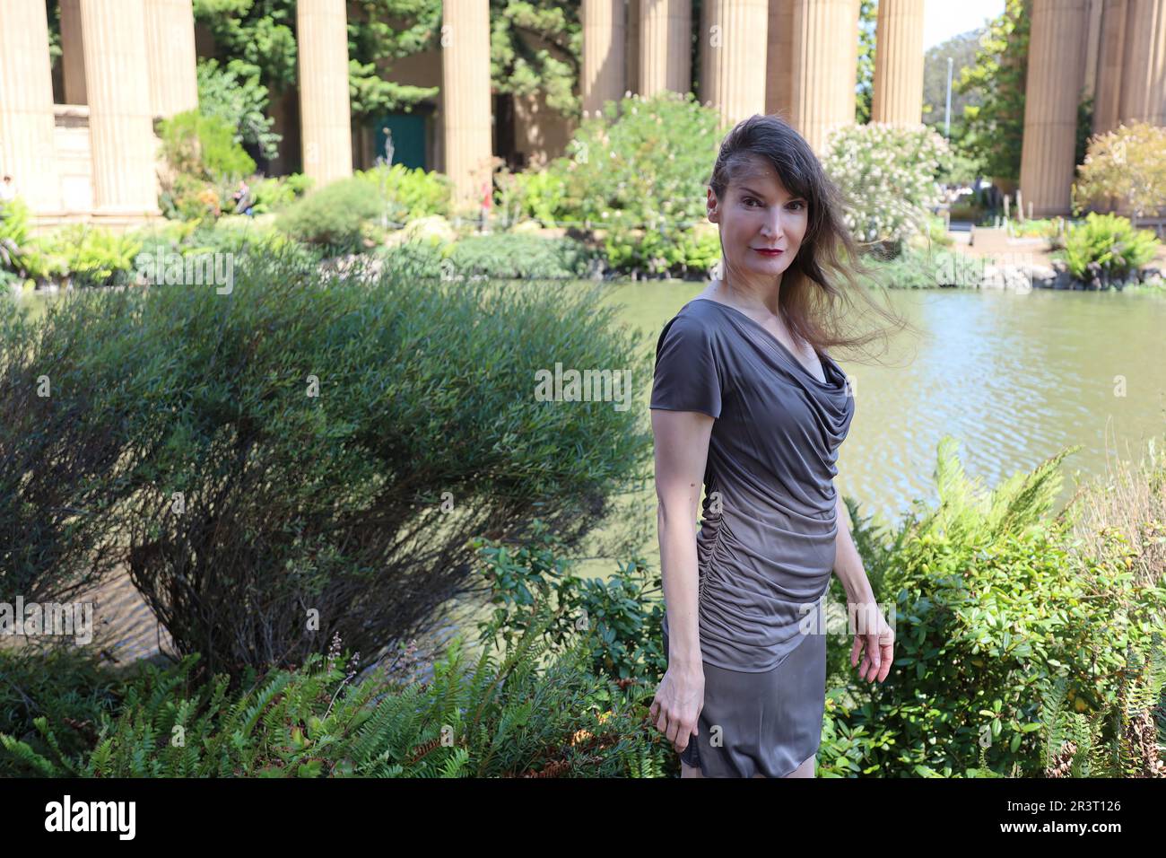 Photo of Beautiful White Lady standing at the Palace of Fine Arts ...