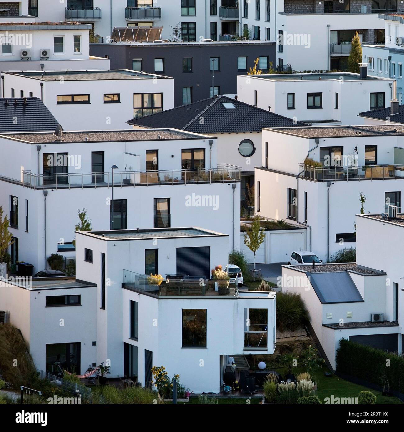 Modern residential development on the Phoenix See, Dortmund, Ruhr area ...