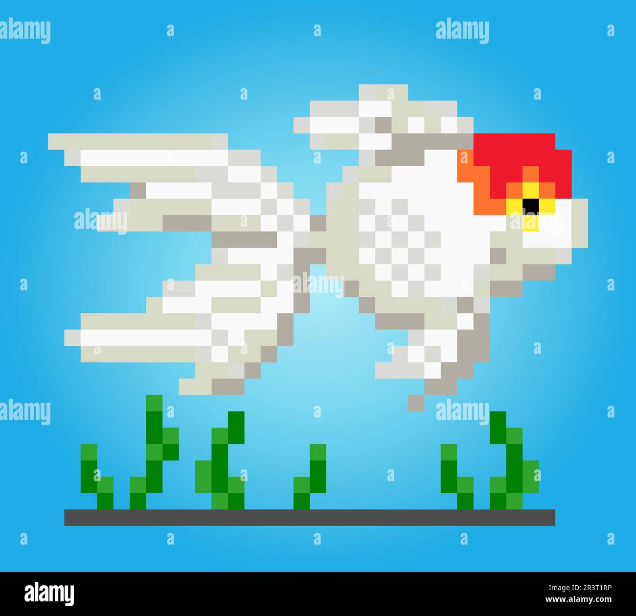 8 bit pixel golden fish. Animal for game assets and cross stitch patterns in vector ...