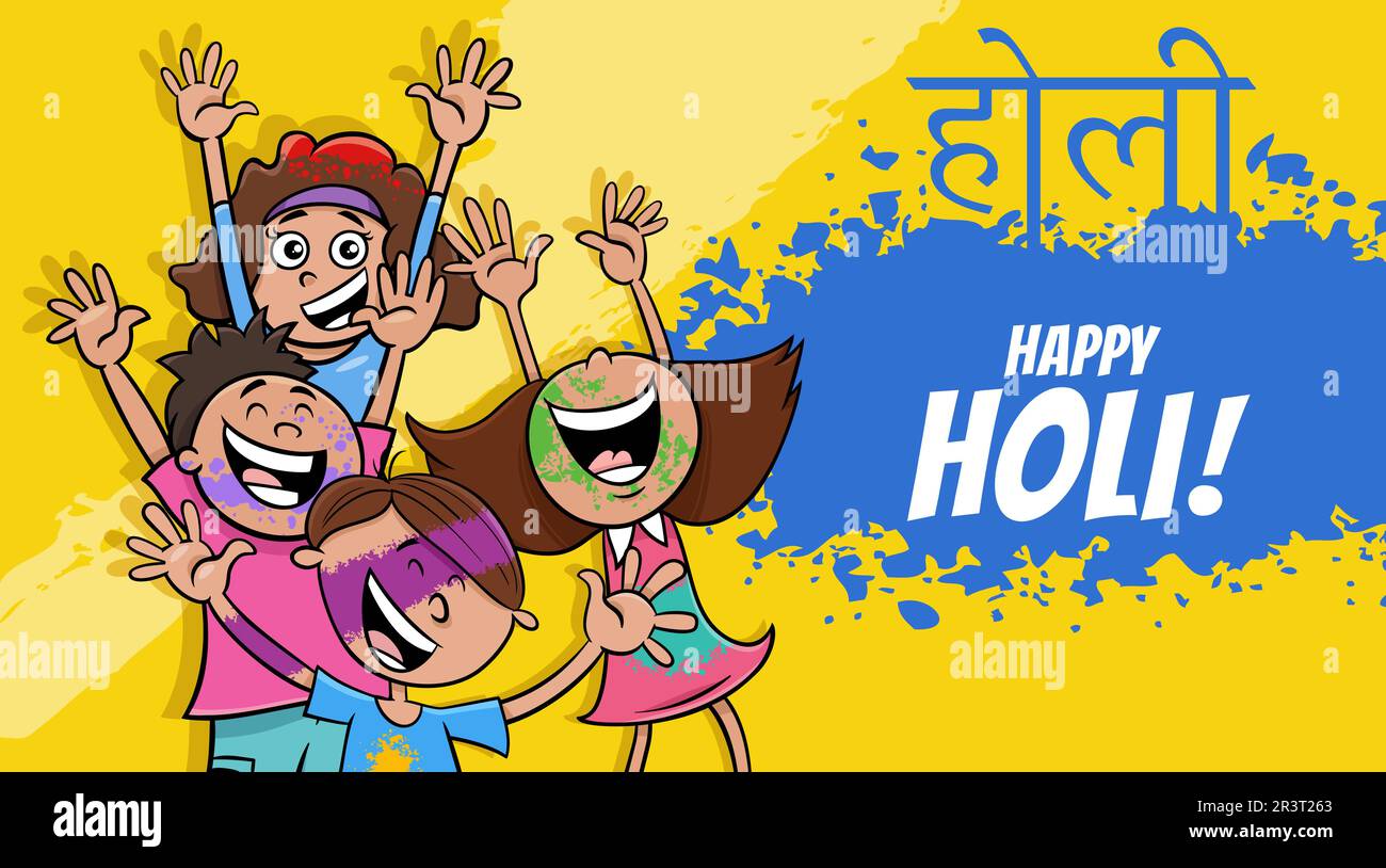Hindu Holi festival design with comic characters Stock Photo - Alamy