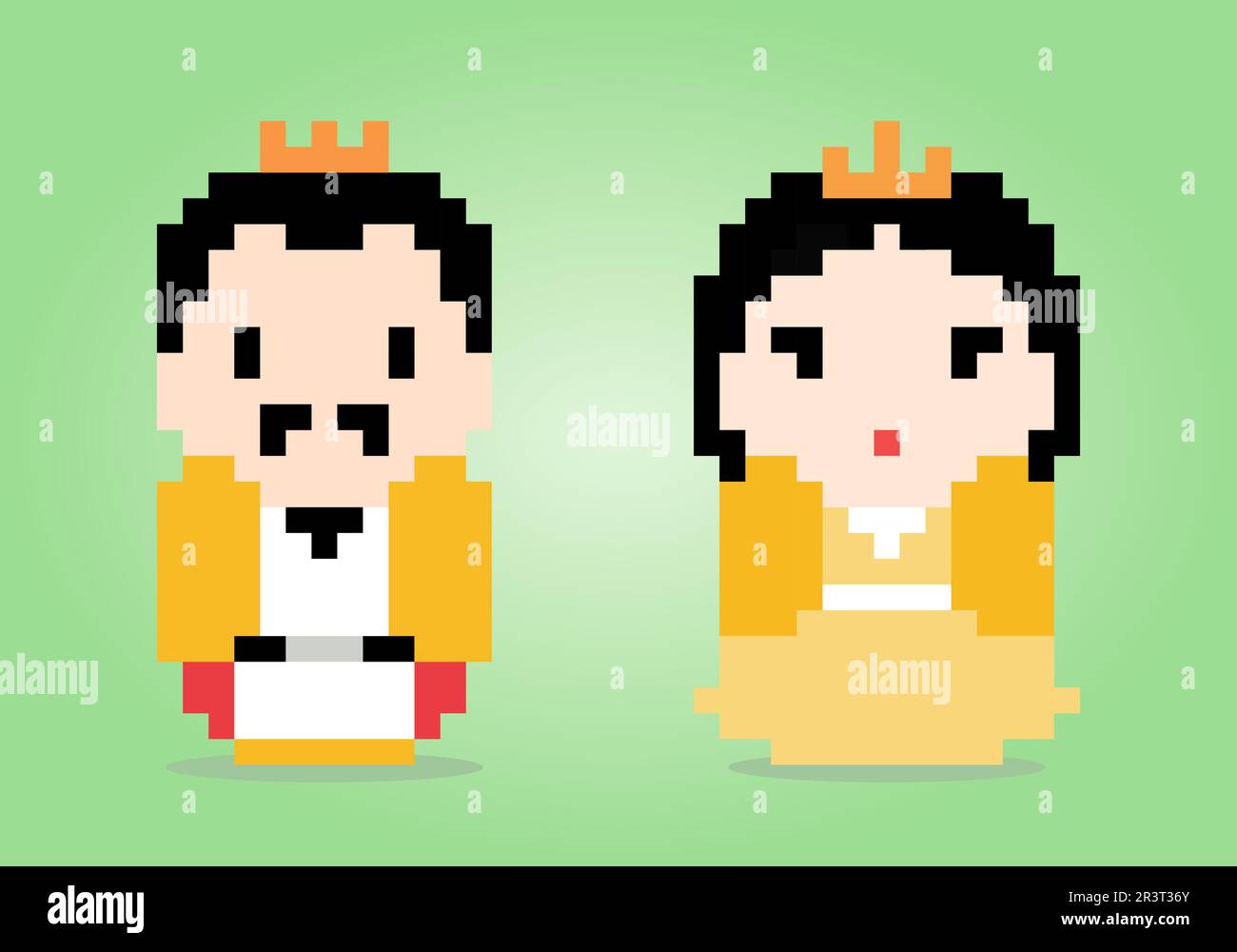 8-bit pixels king and queen. People in vector illustration Stock Vector ...