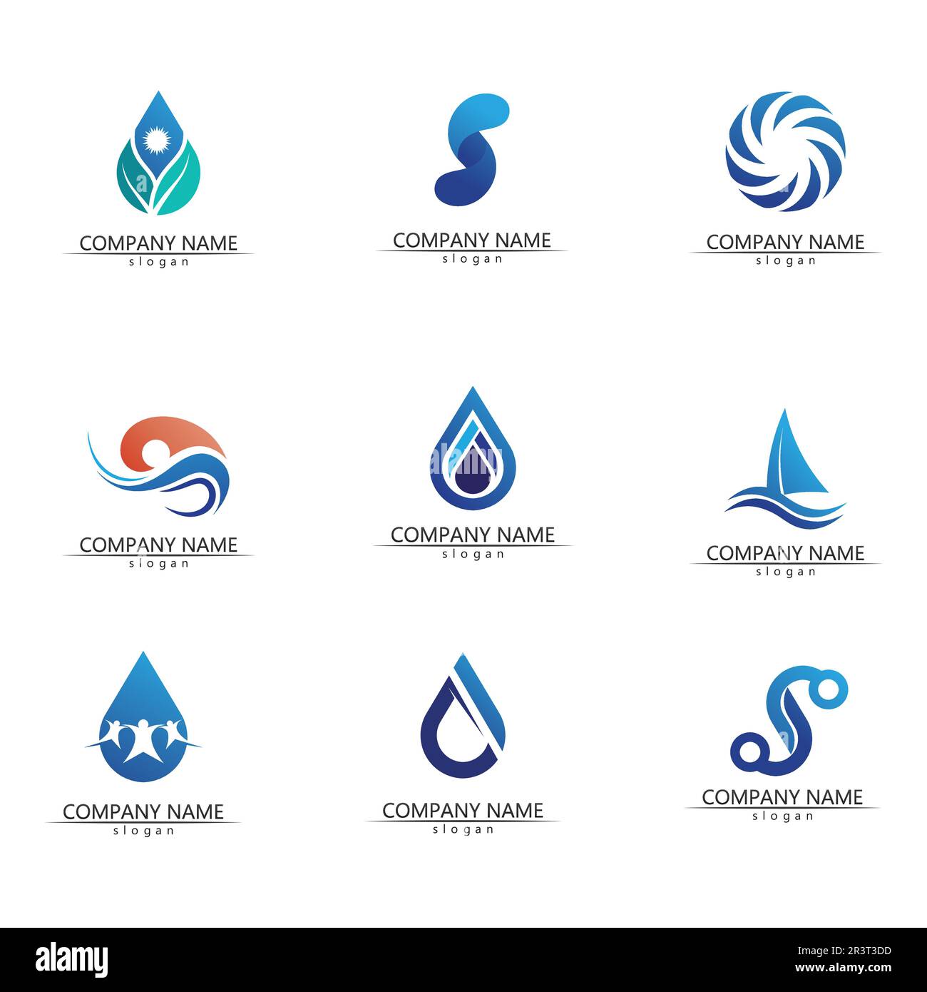 wave logo Isolated round shape logo. Blue color logotype. Flowing water ...
