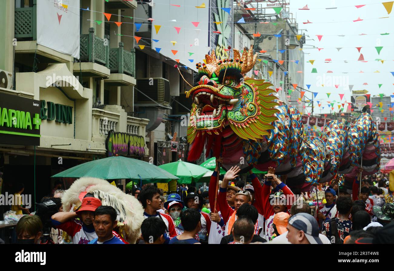 Dragon procession through Khaosan road during the Songkran festival in ...