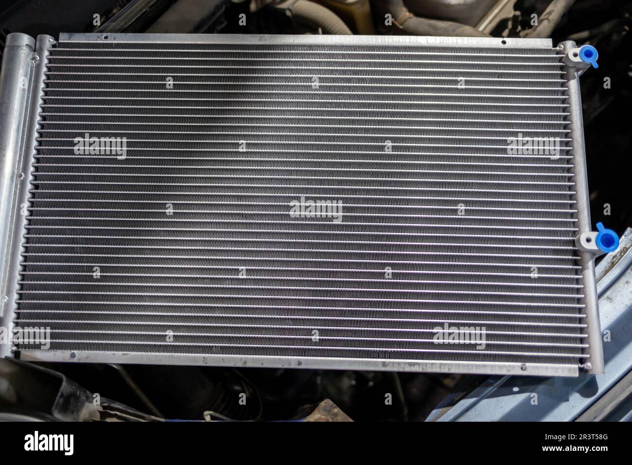 Texture of a car radiator. Engine cooler background. Vintage style ...