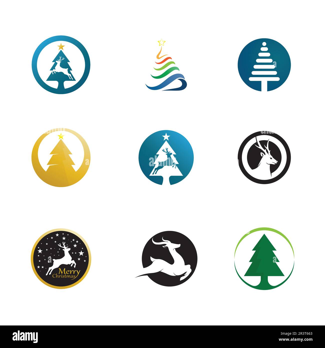 christmas and new year holiday symbol and logo design vector Stock ...