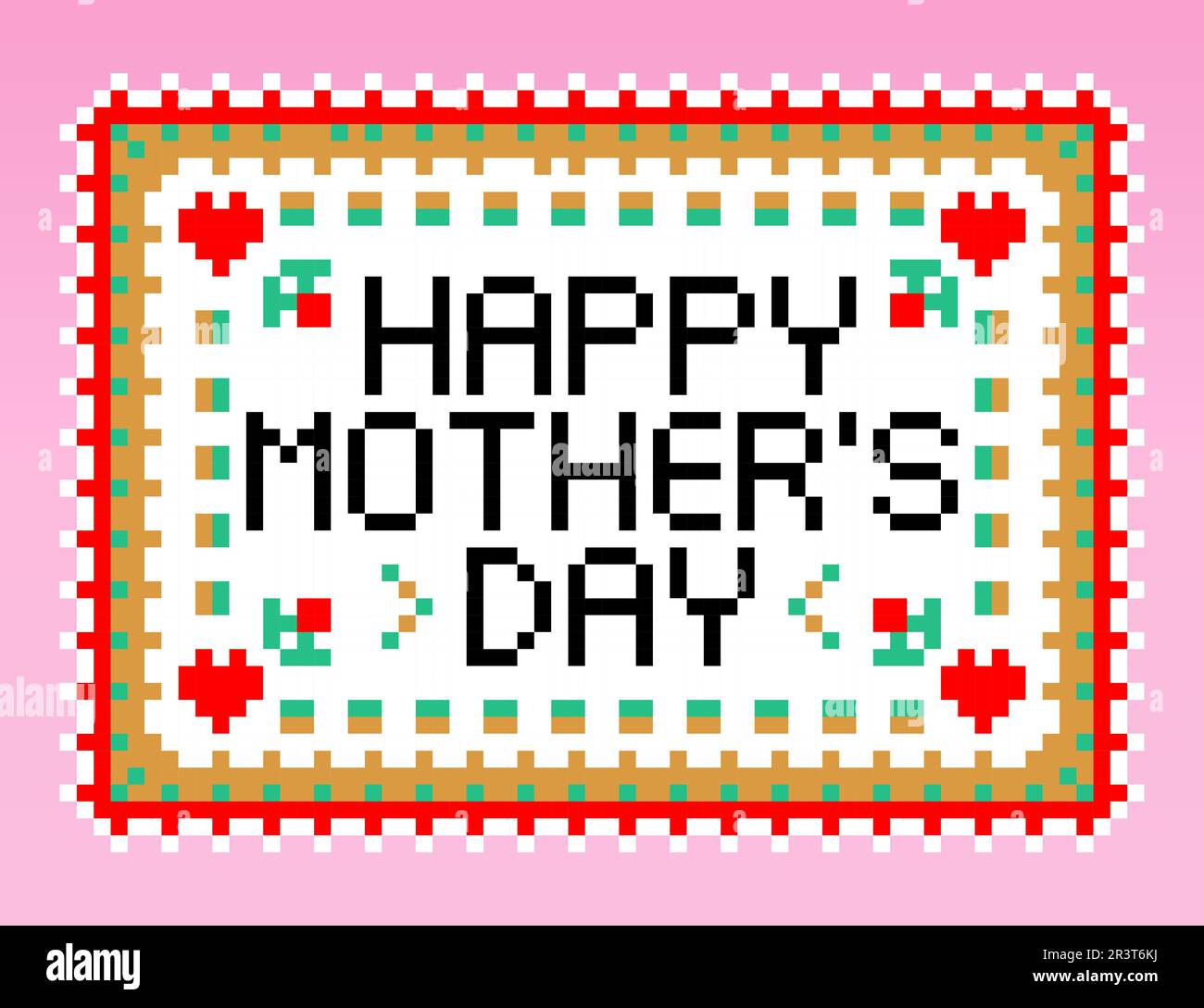 8-bit pixel picture of Mother's Day greeting card. Illustration of ...