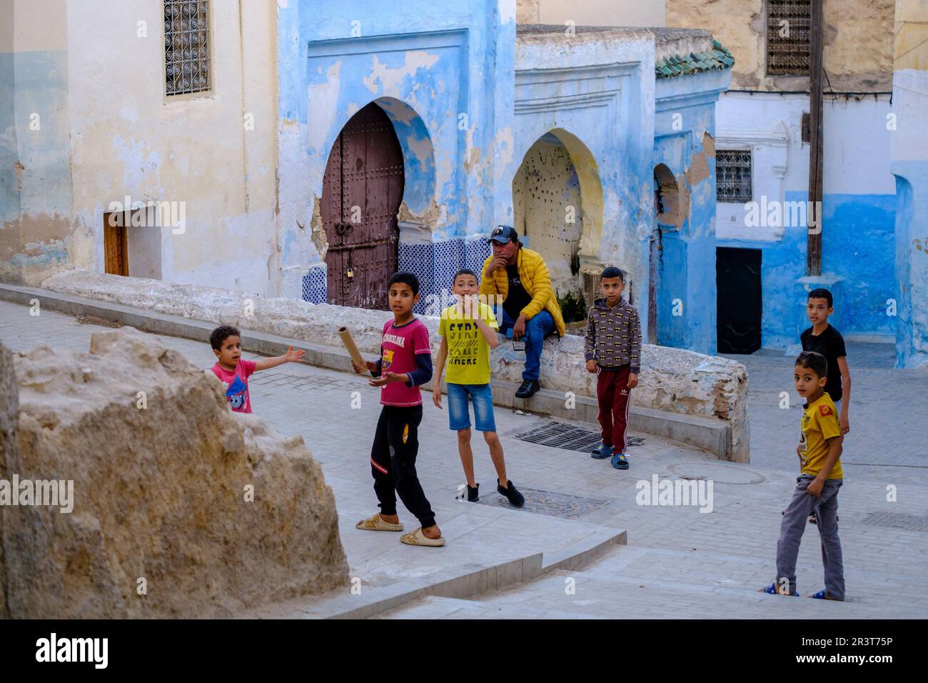 childs playng, Mellah, Jewish quarter, Fes el-Jdid, Fez, morocco ...