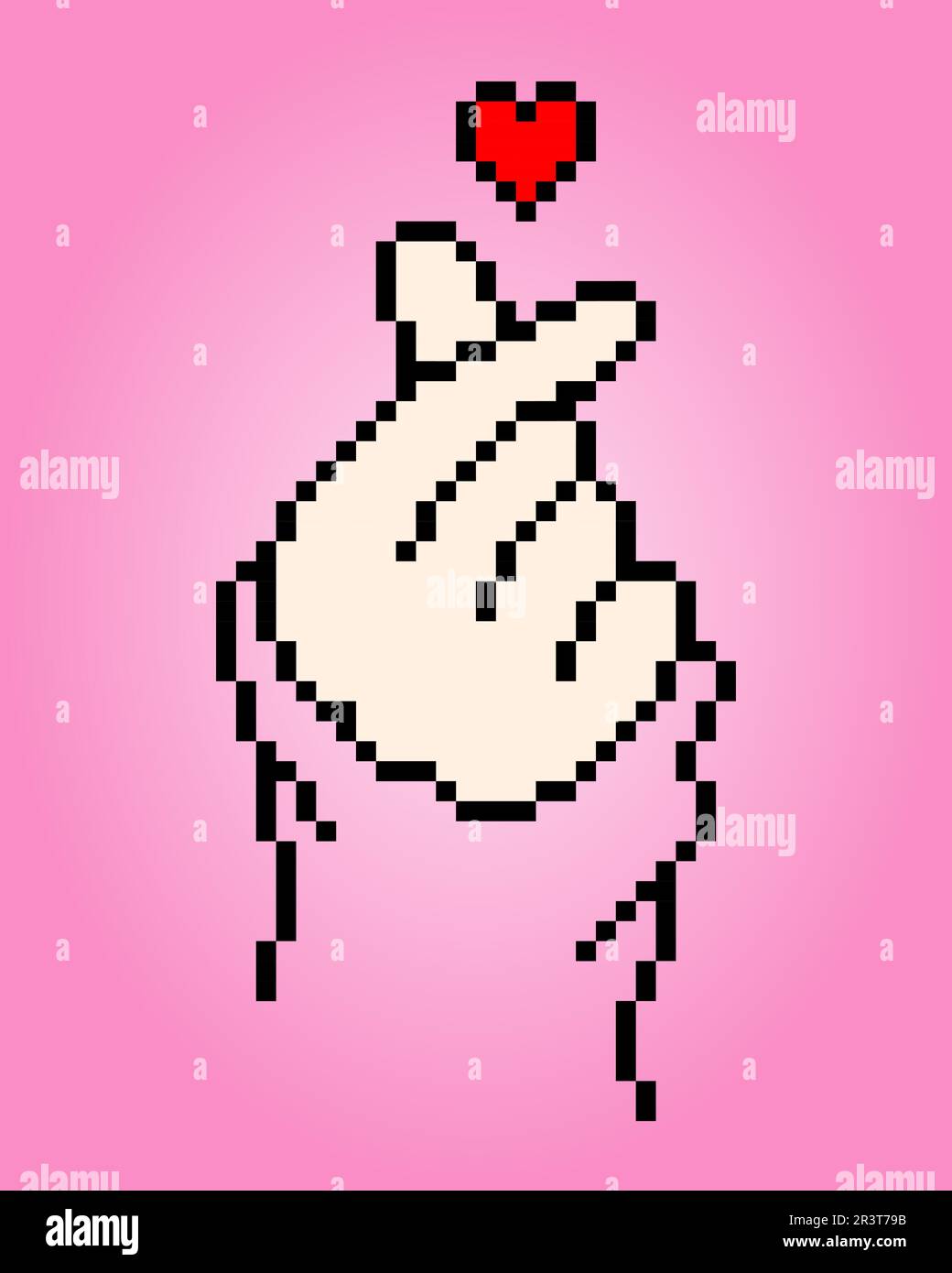 8-bit pixel of Finger heart image. Vector Illustration of pixel art ...