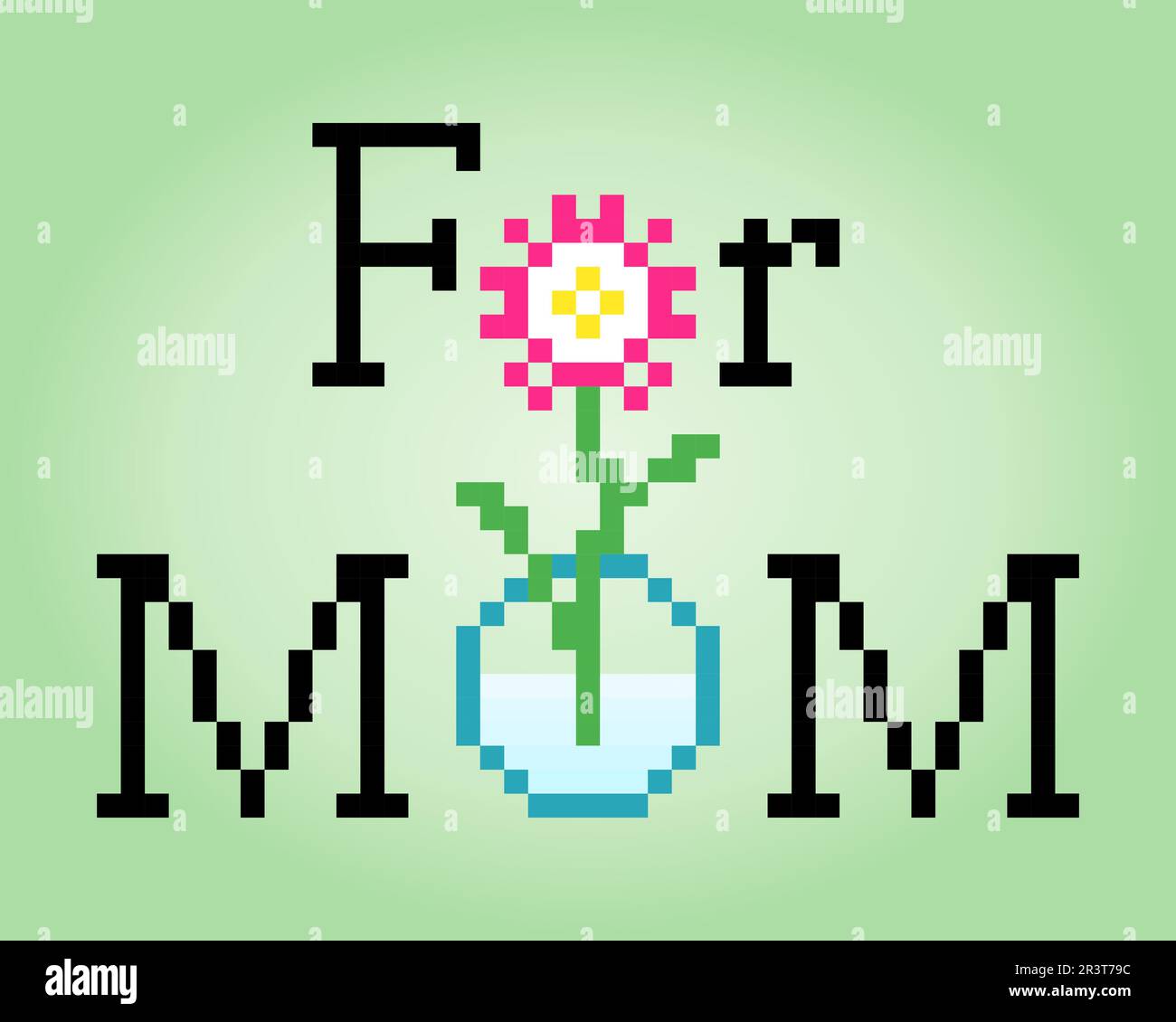 8-bit pixel picture of Mother's Day greeting card. Illustration of ...