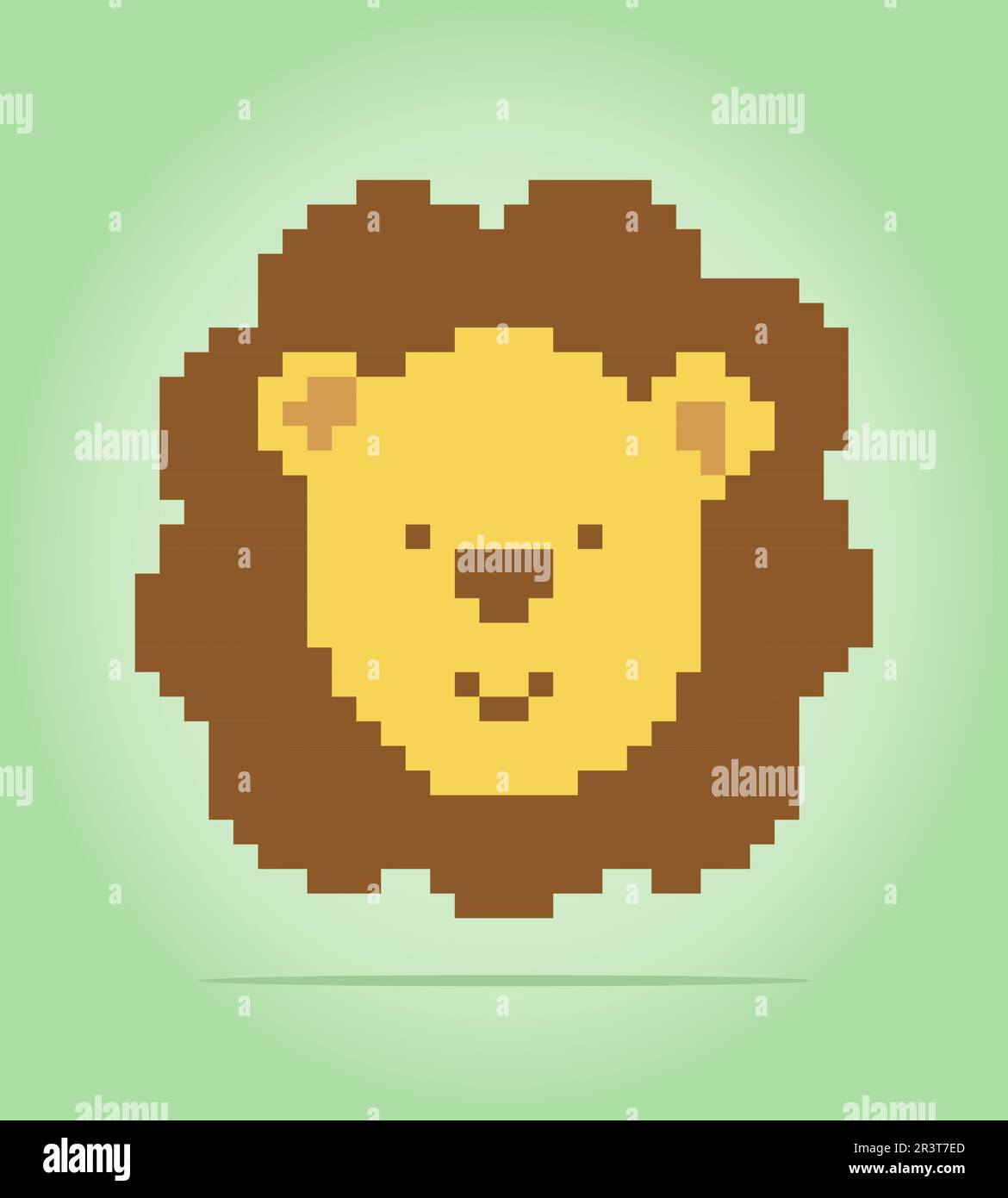 8-bit lion head pixel. Animals in vector illustrations Stock Vector ...