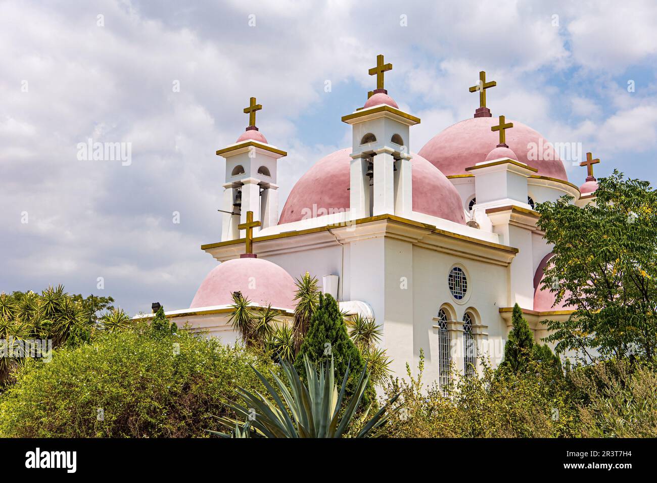 Pink domes with golden crosses Stock Photo - Alamy