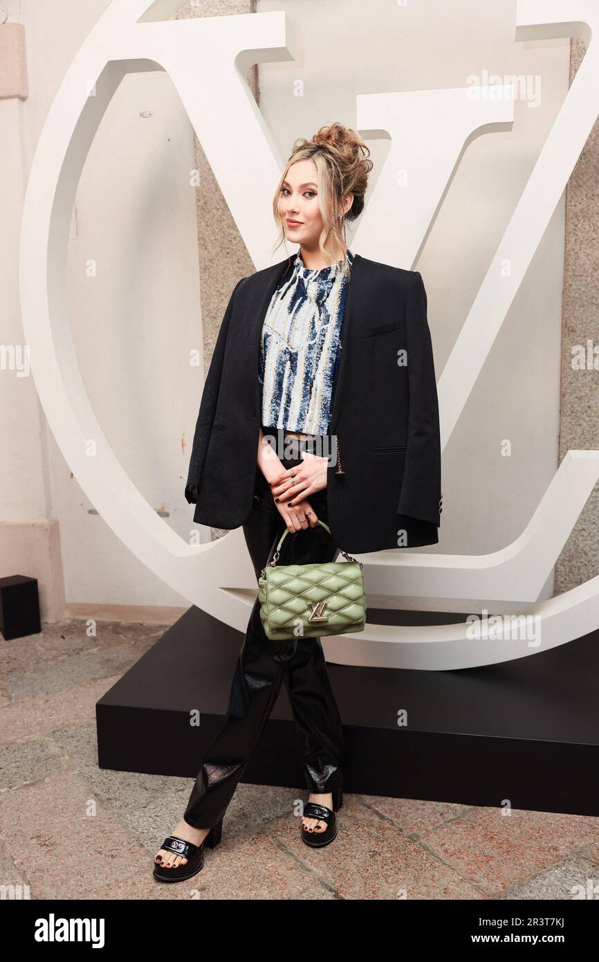 Eileen Gu poses at the photocall for Louis Vuitton Cruise Collection ...