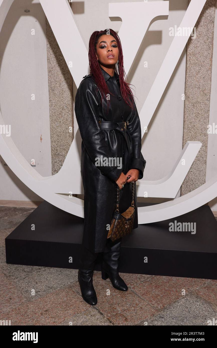 Coco Rebecca Edogamhe poses at the photocall for Louis Vuitton Cruise ...