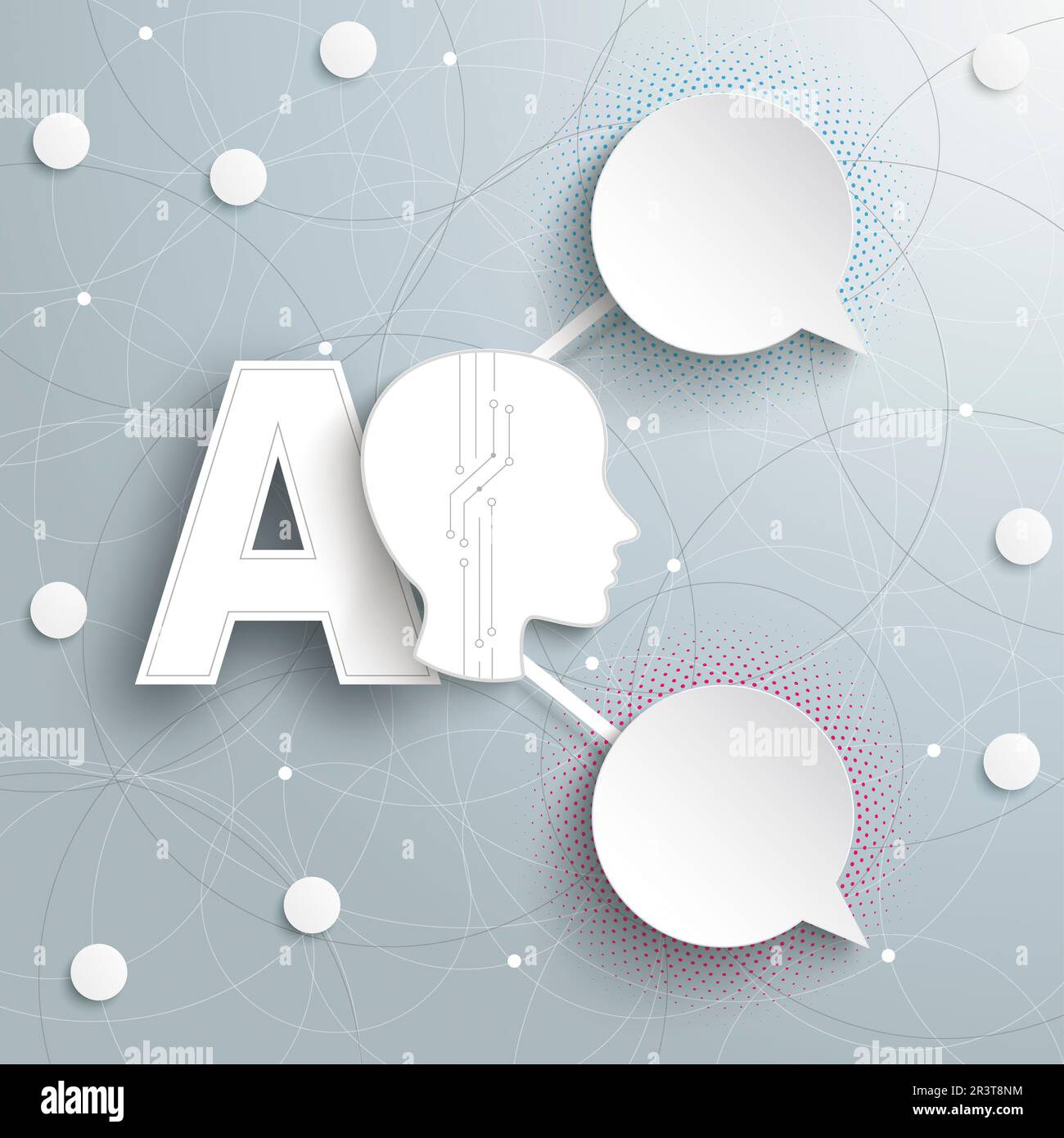 AI Speech Bubbles Networks Infographic Halftone Stock Photo - Alamy