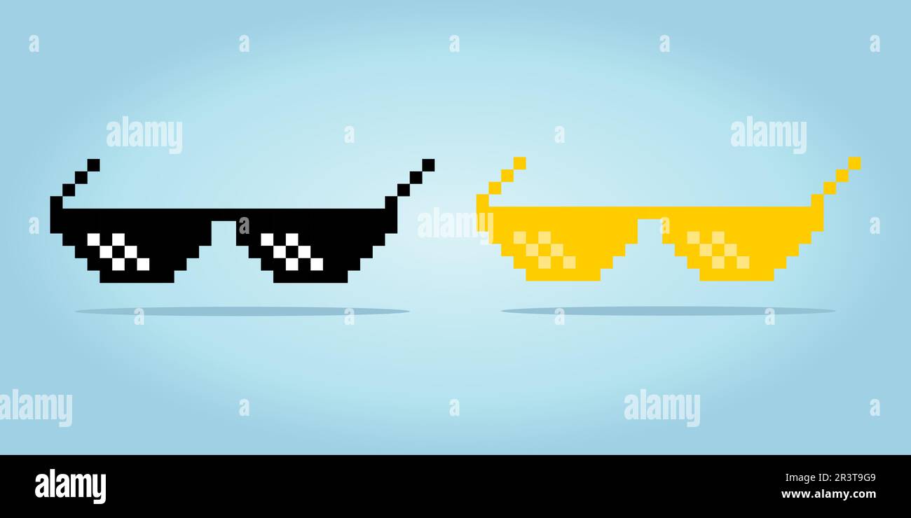 8 bit pixel glasses. accessories for game assets and cross stitch ...
