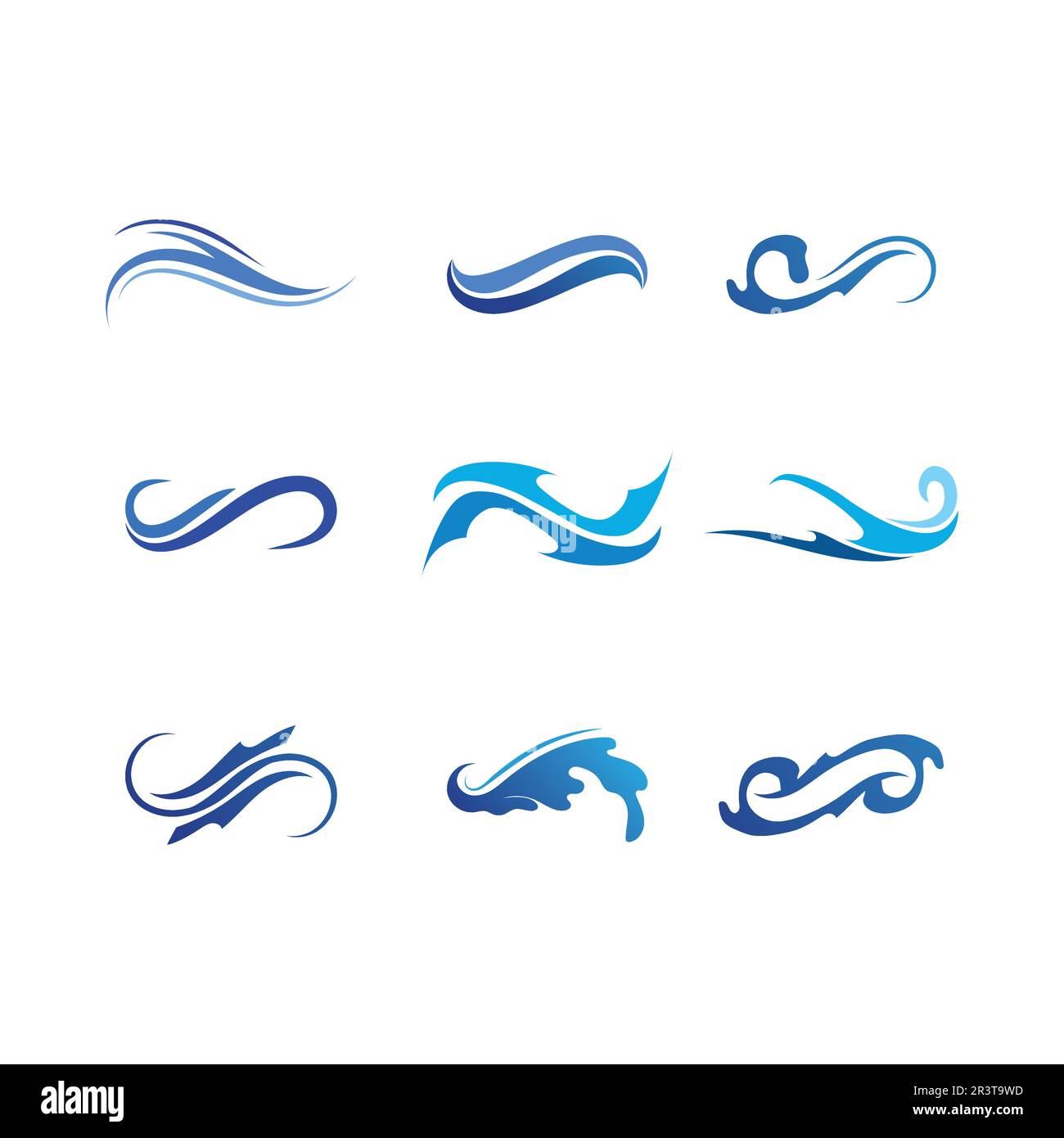 wave logo Isolated round shape logo. Blue color logotype. Flowing water ...