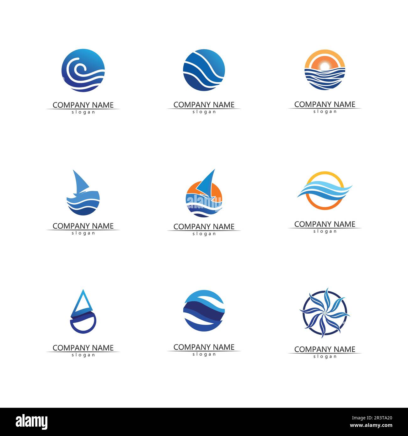 Sea round wave logo hi-res stock photography and images - Alamy
