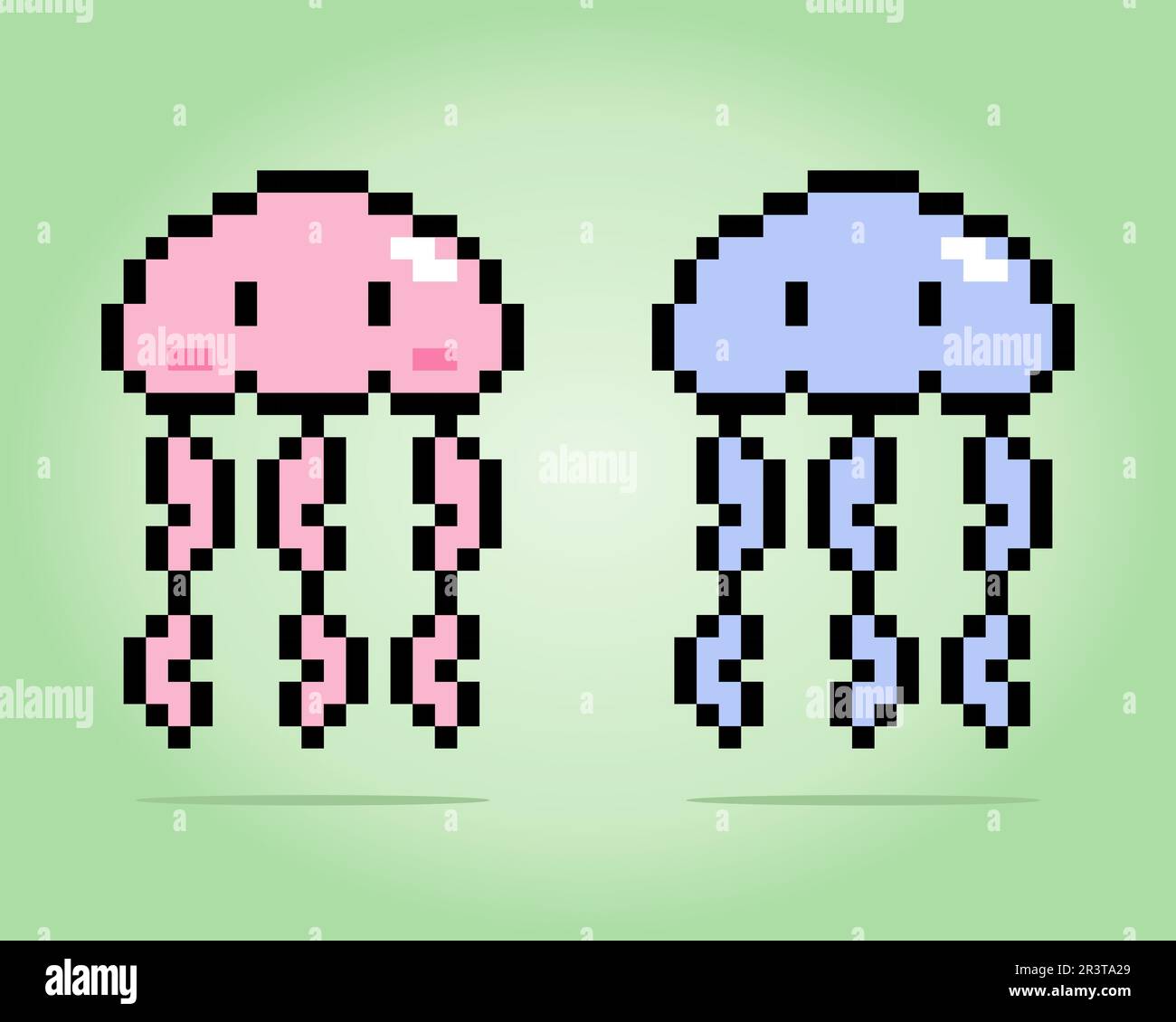 8 bit pixel Jellyfish. Animal for game assets and cross stitch patterns in vector illustrations ...