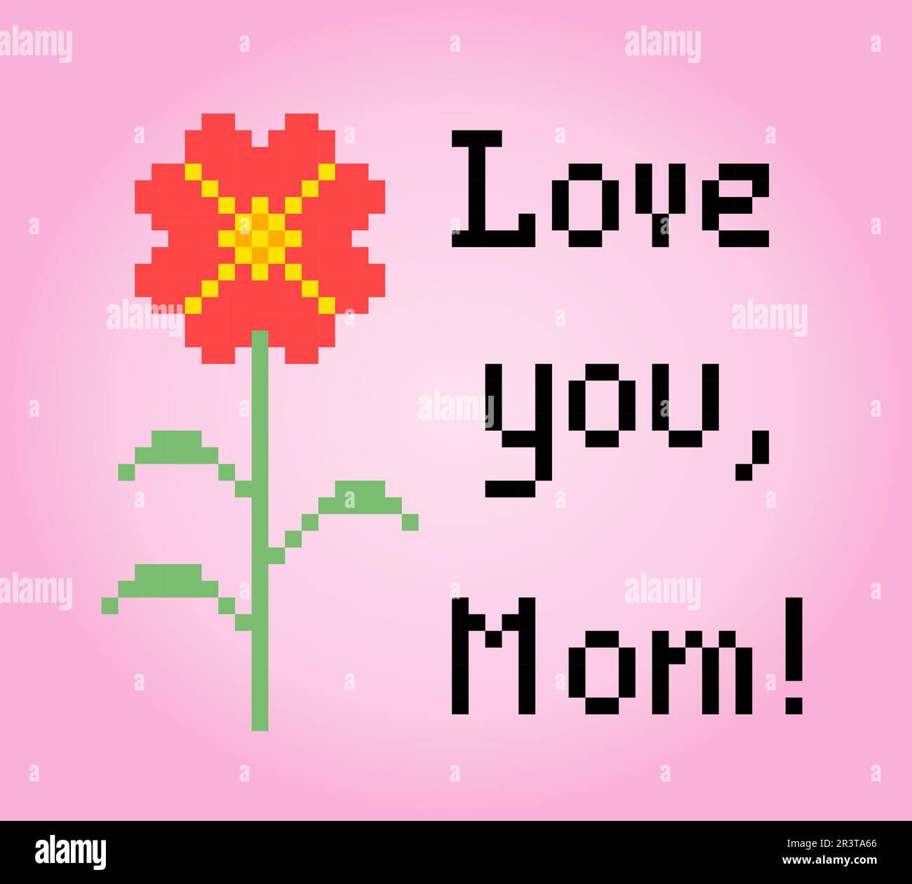 8-bit pixel picture of Mother's Day greeting card. Illustration of ...