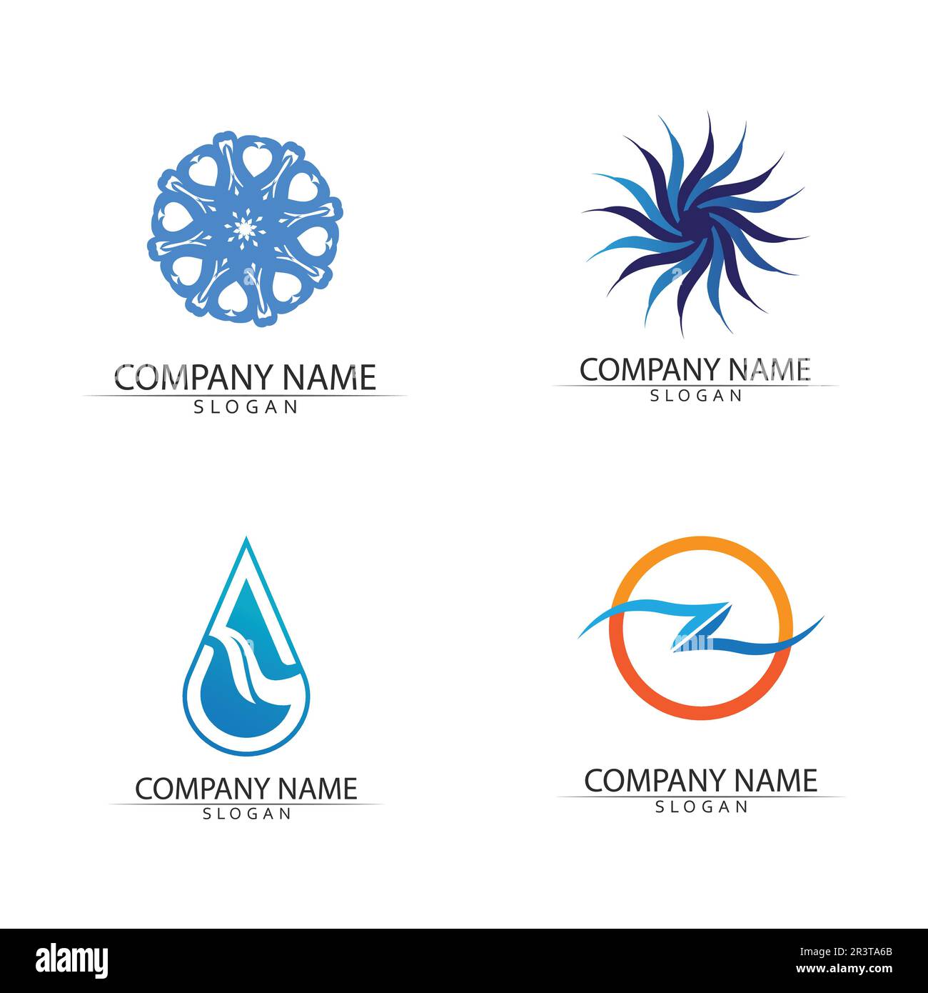 Isolated round shape logo. Blue color logotype. Flowing water image ...