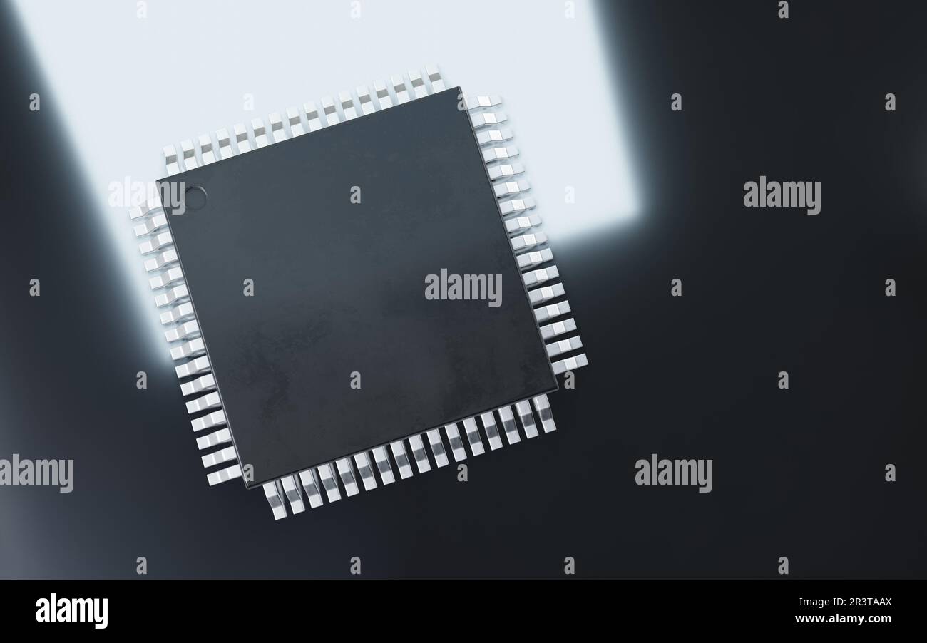 3d render of microchip or semiconductor chip, for computin or ...