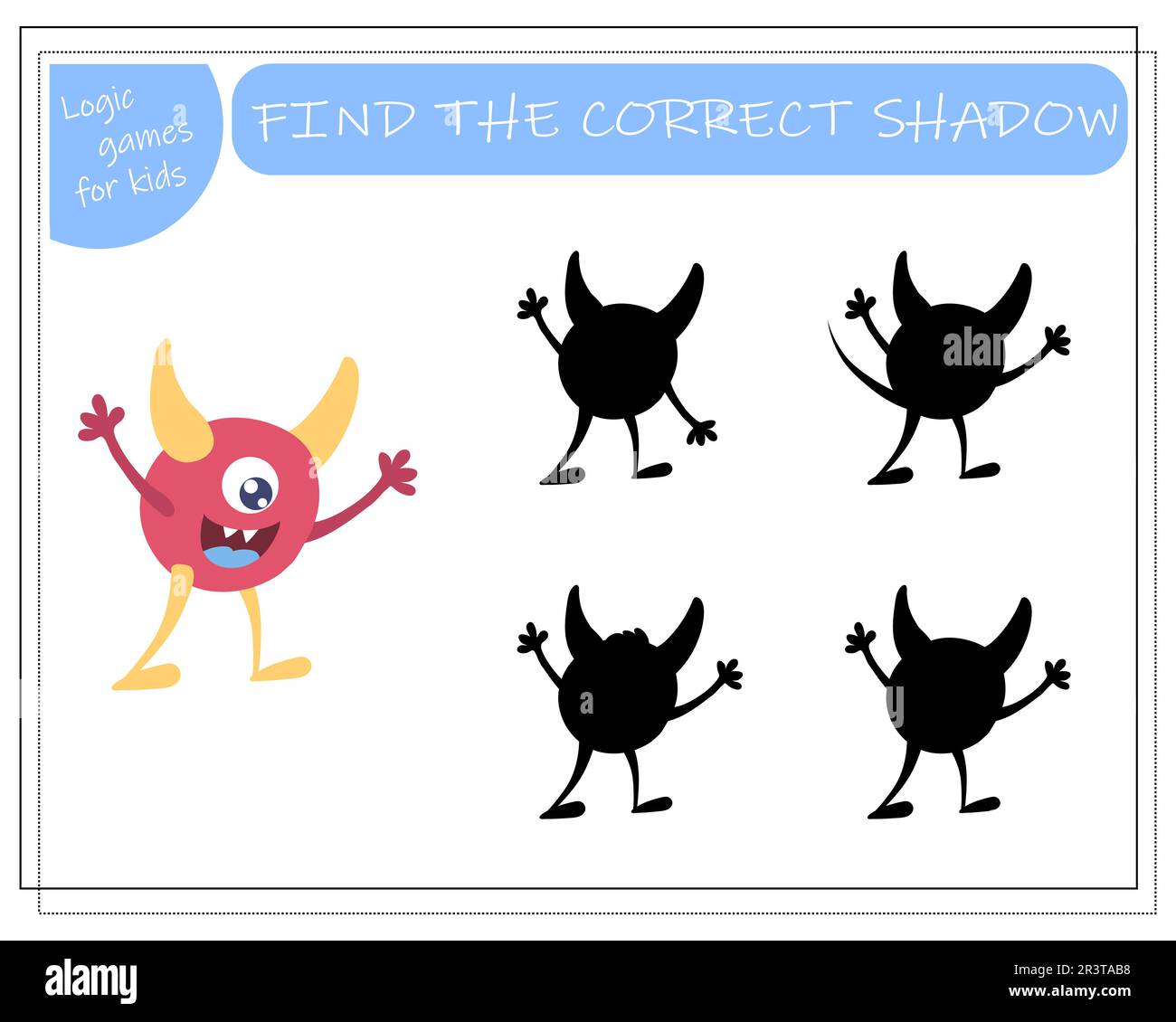 Find the right shadow, an educational game for kids, cartoon monsters ...