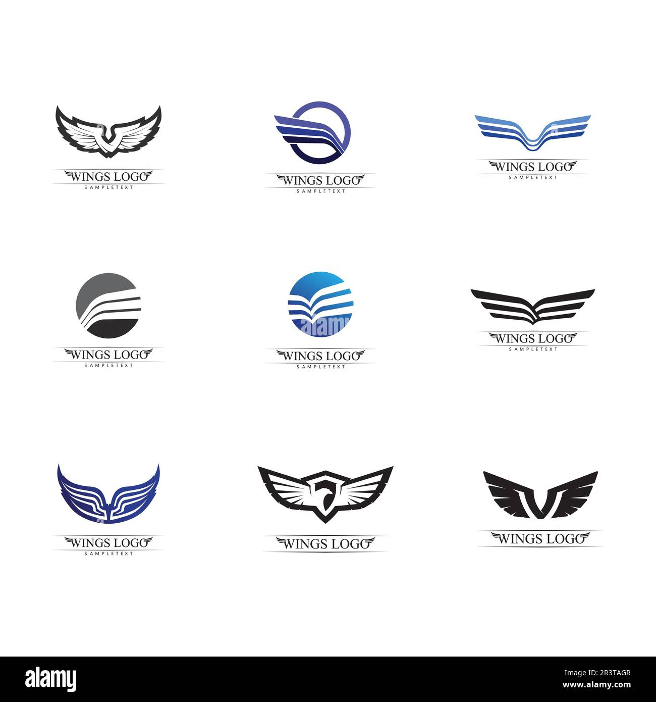 Wings black icons vector set. Modern minimalistic design Stock Vector ...