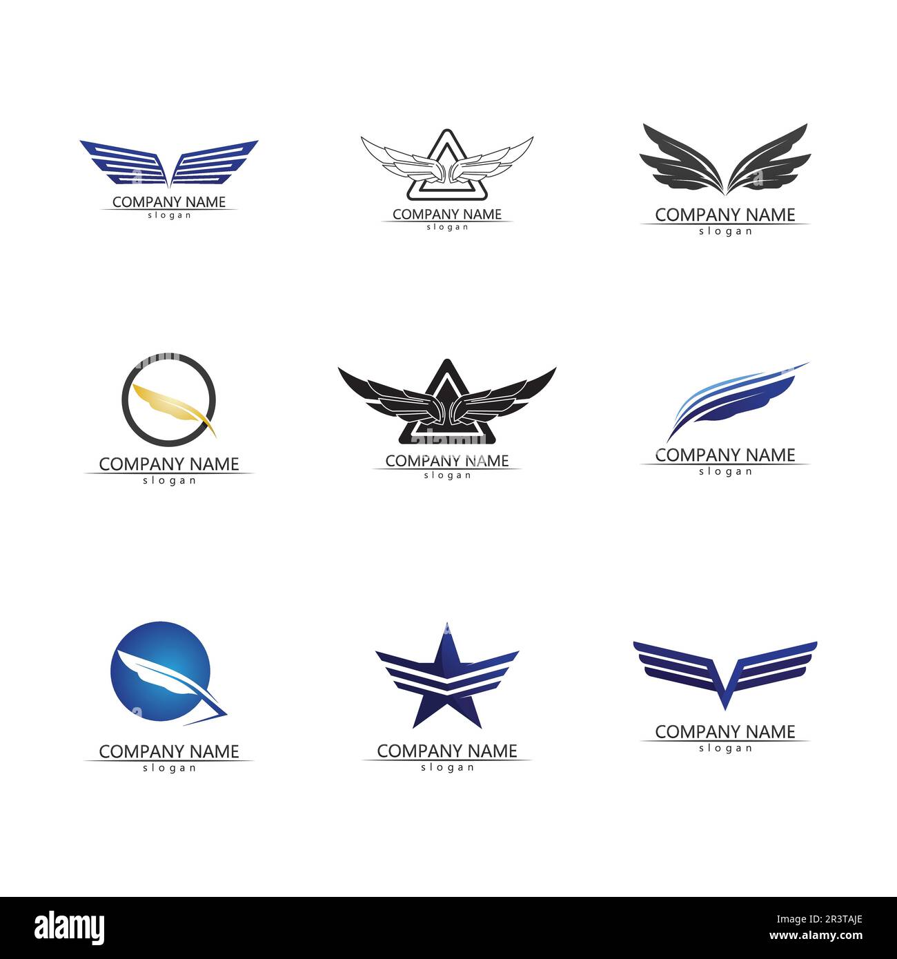Wings black icons vector set. Modern minimalistic design Stock Vector ...