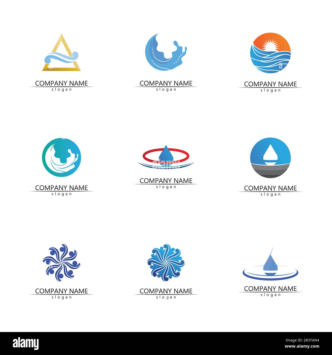 wave logo Isolated round shape logo. Blue color logotype. Flowing water ...