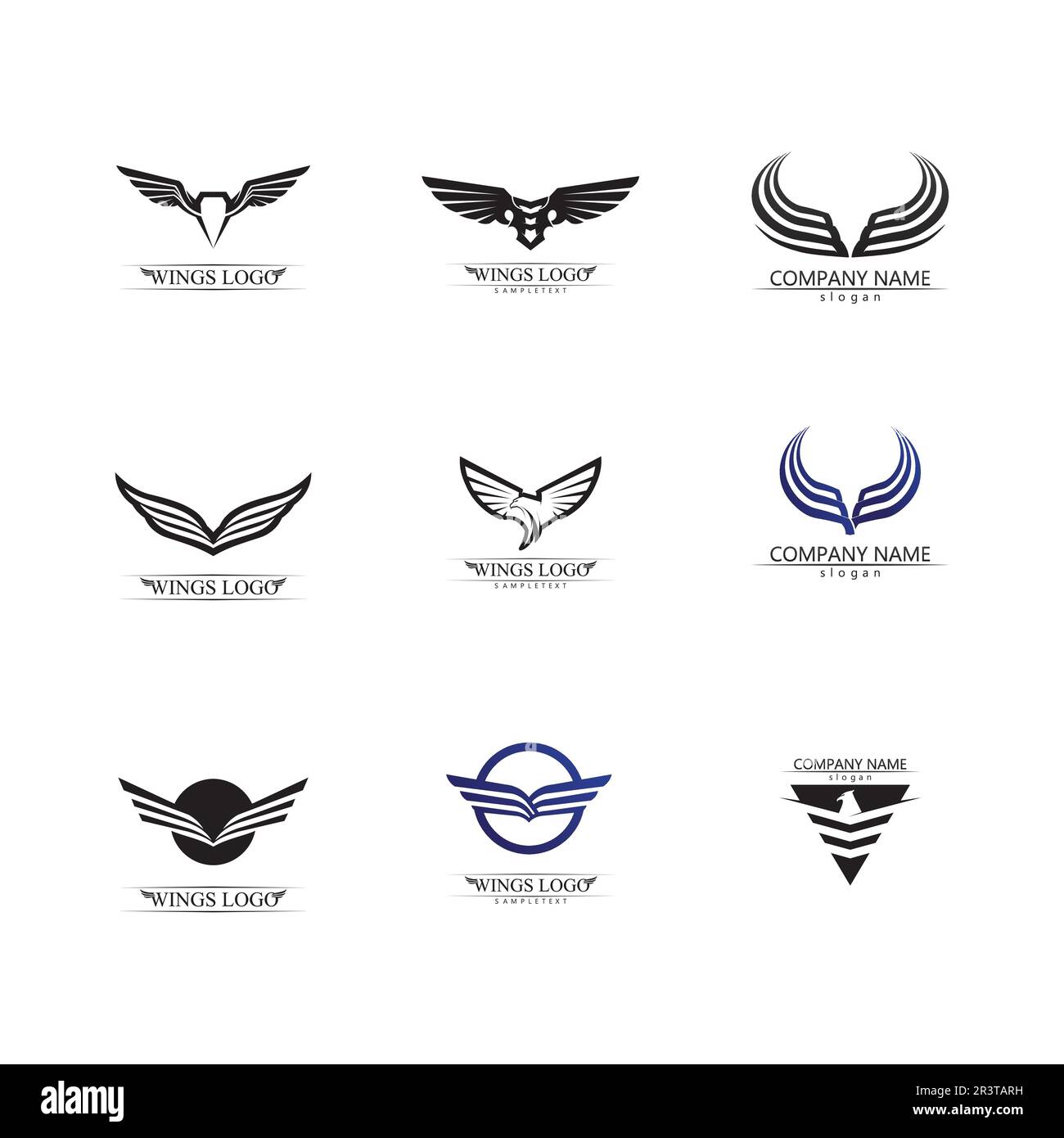 Wings black icons vector set. Modern minimalistic design Stock Vector ...