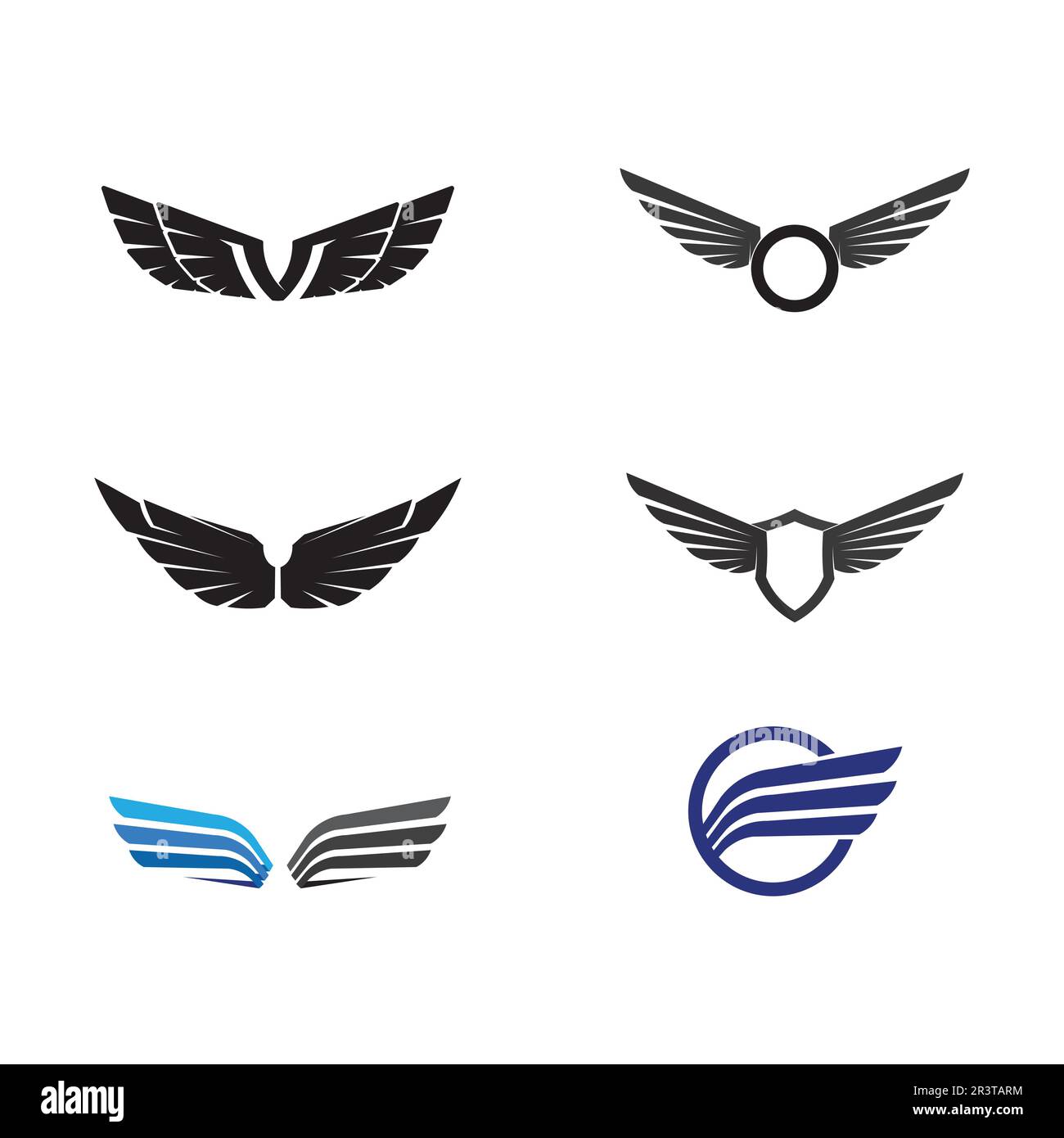 Wings black icons vector set. Modern minimalistic design Stock Vector ...