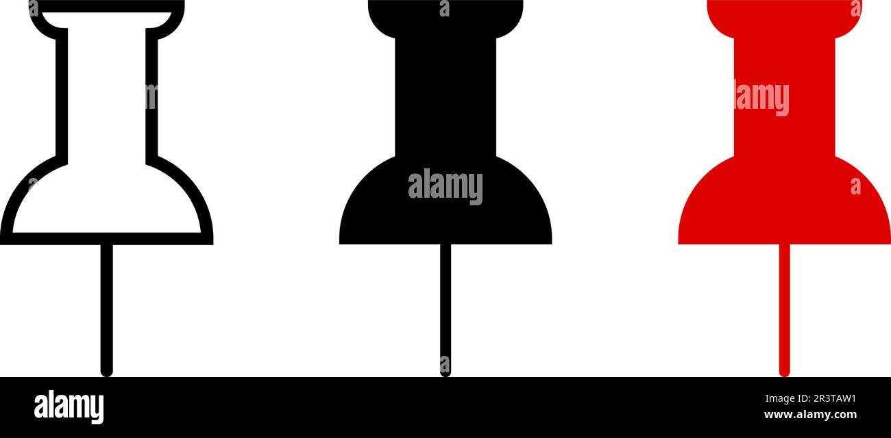 Set of push pin icons. Linear and flat design Stock Vector Image & Art ...