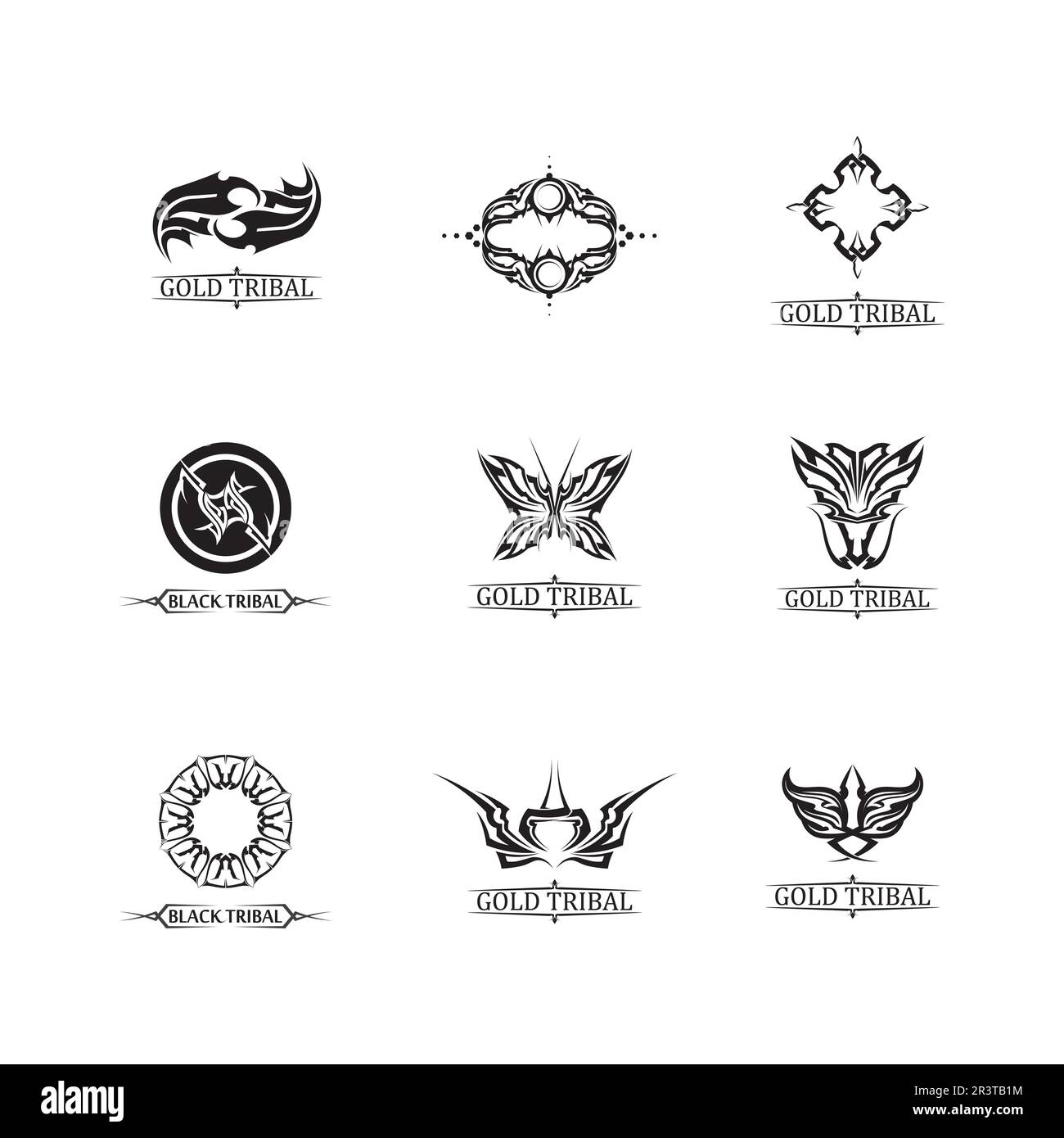 black tribal vector logo design icon and sign tribal Stock Vector Image ...