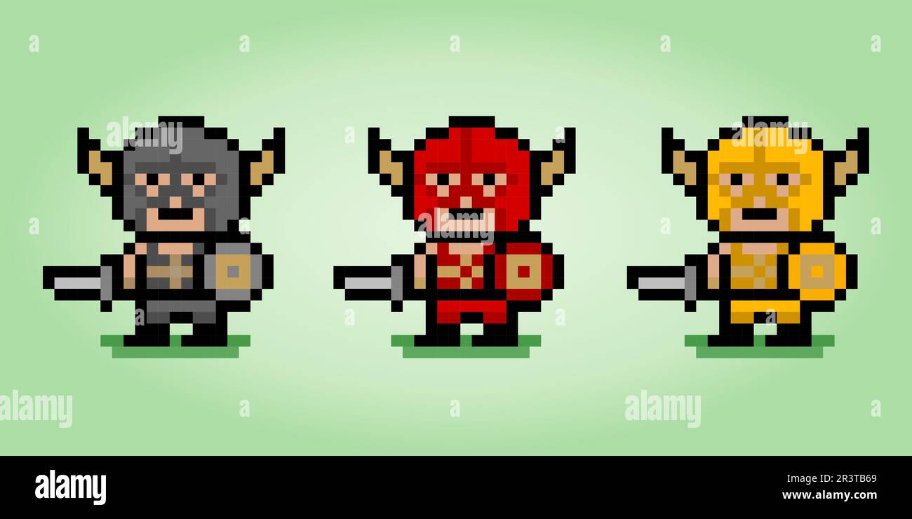 8-bit pixels viking avatar. Game character in vector illustration Stock ...