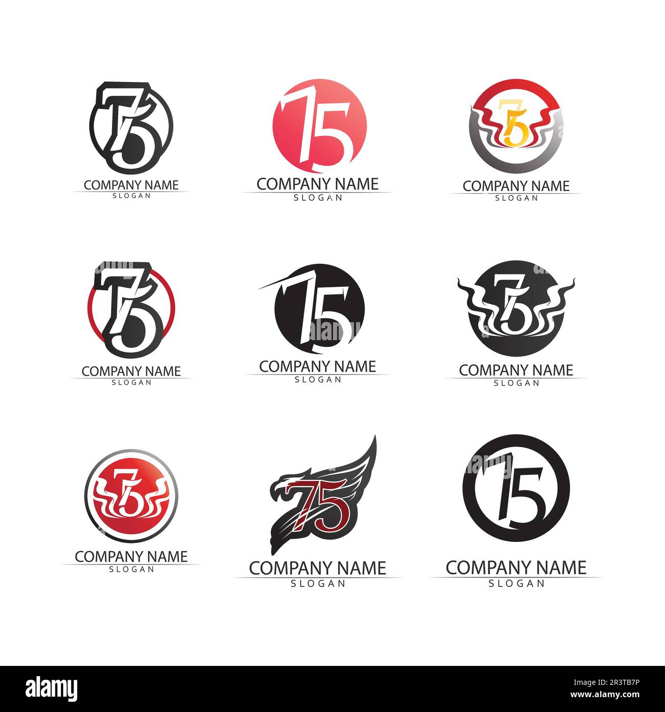 number 75 icon set logo design vector Stock Vector Image & Art - Alamy