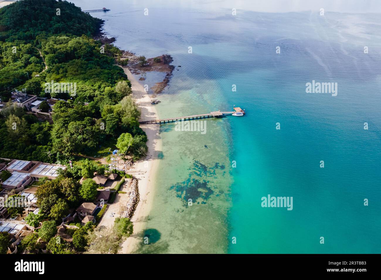 Aerial view from drone at a tropical beach in Puket Thailand Stock ...