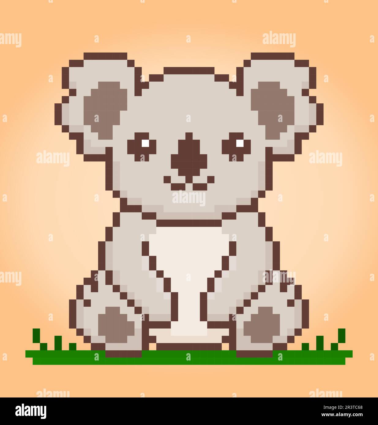 8 bit pixel koala. Animal pixels for game assets and cross stitch patterns in vector ...