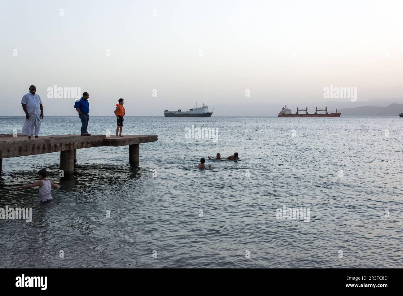 Sunset at Aqaba beach, Jordan's gateway to the Red Sea. Aqaba is ...