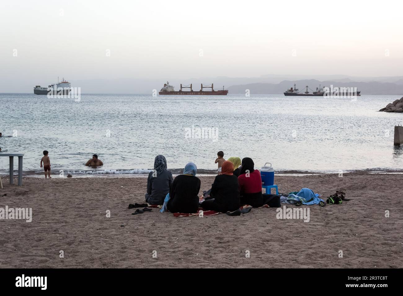 Sunset at Aqaba beach, Jordan's gateway to the Red Sea. Aqaba is ...