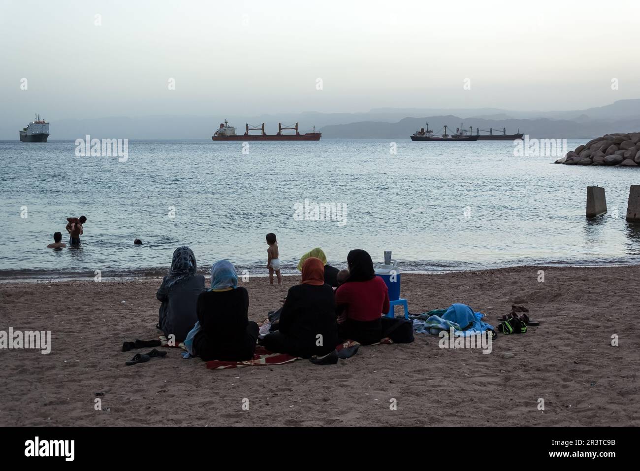 Sunset at Aqaba beach, Jordan's gateway to the Red Sea. Aqaba is ...
