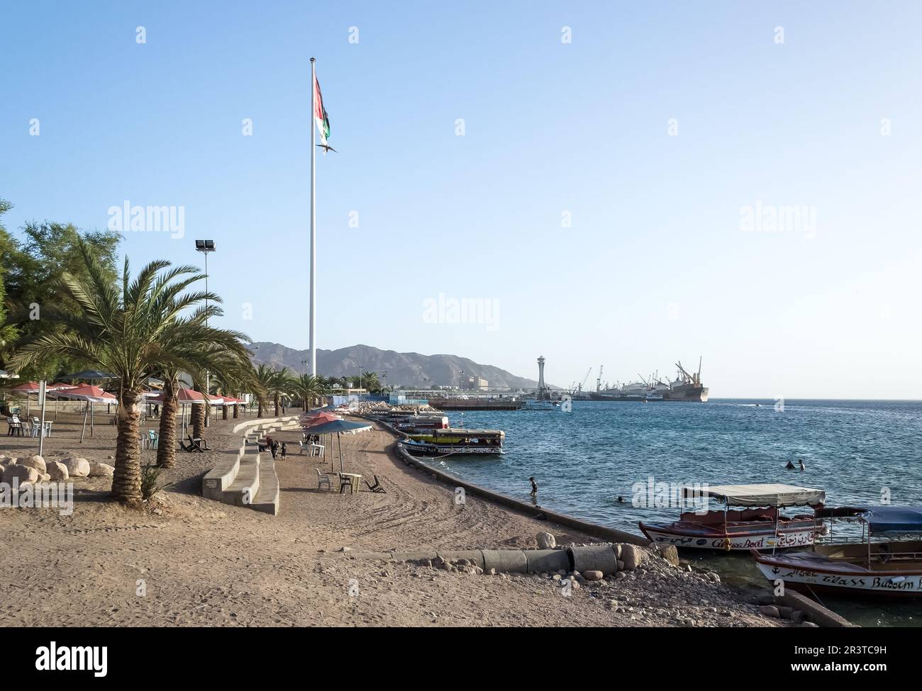 Sunset at Aqaba beach, Jordan's gateway to the Red Sea. Aqaba is ...