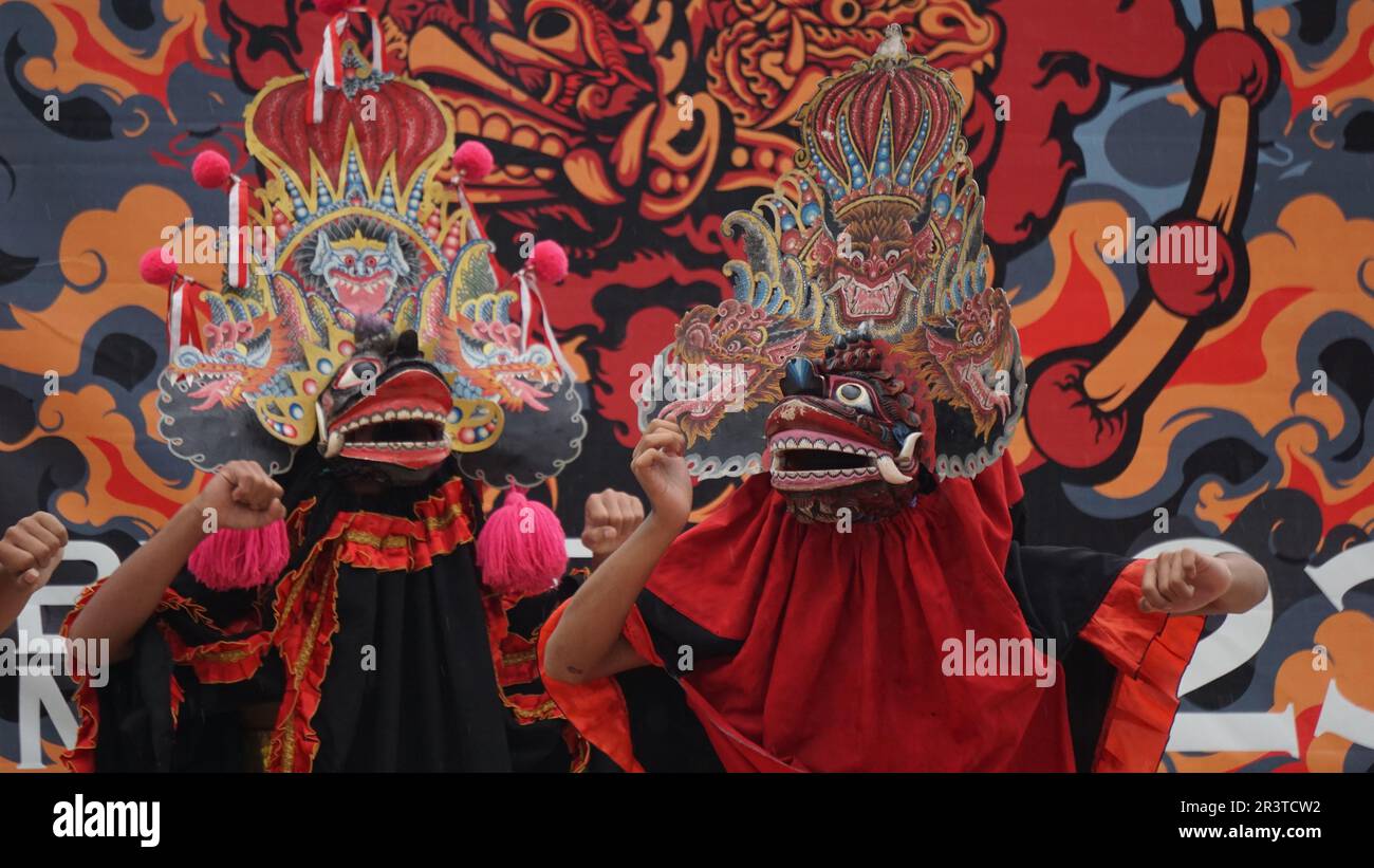 The perform of barong dance. Barong is one of the Indonesian ...