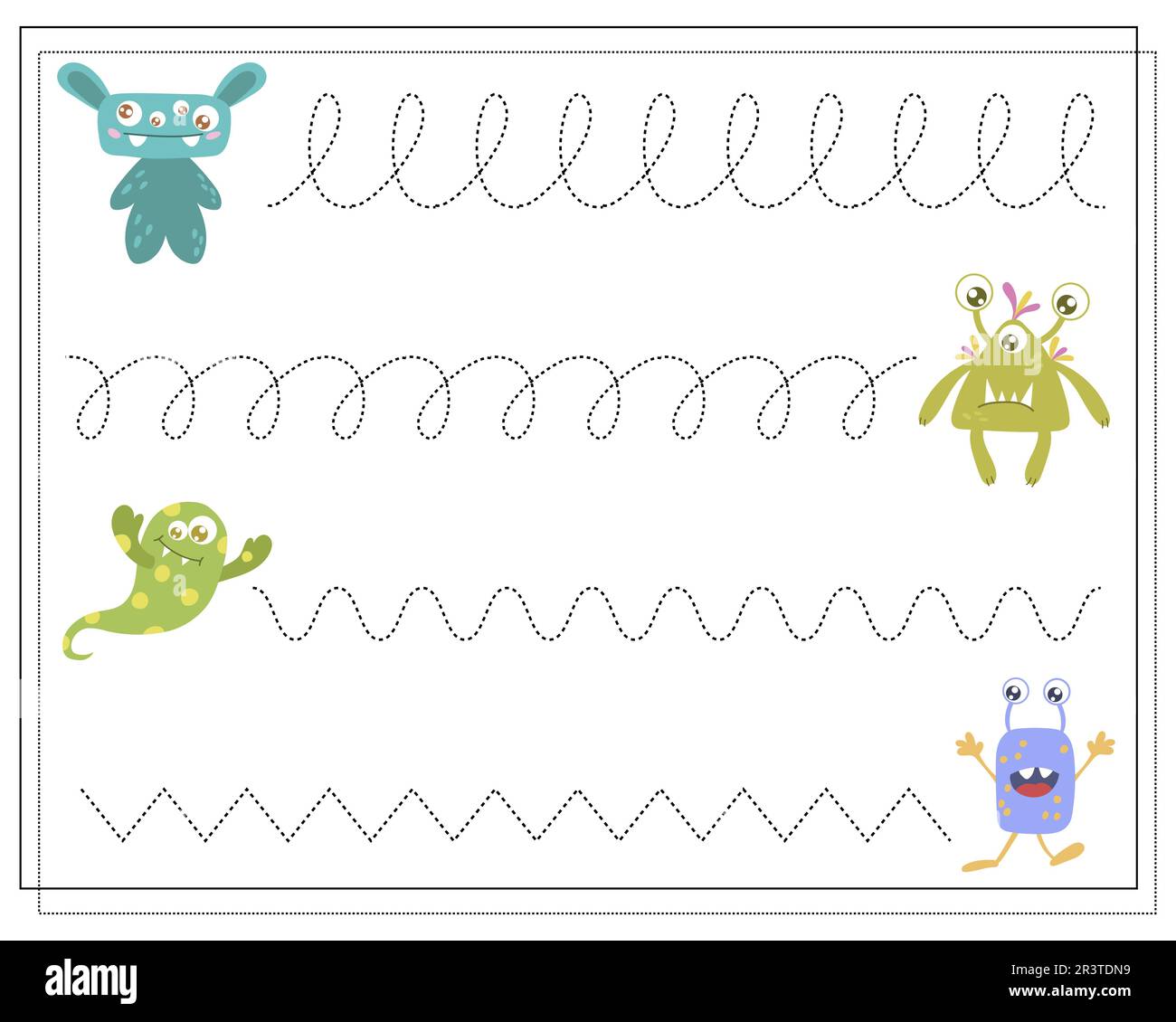 Handwriting practice, Educational game for Kids, cartoon monsters ...