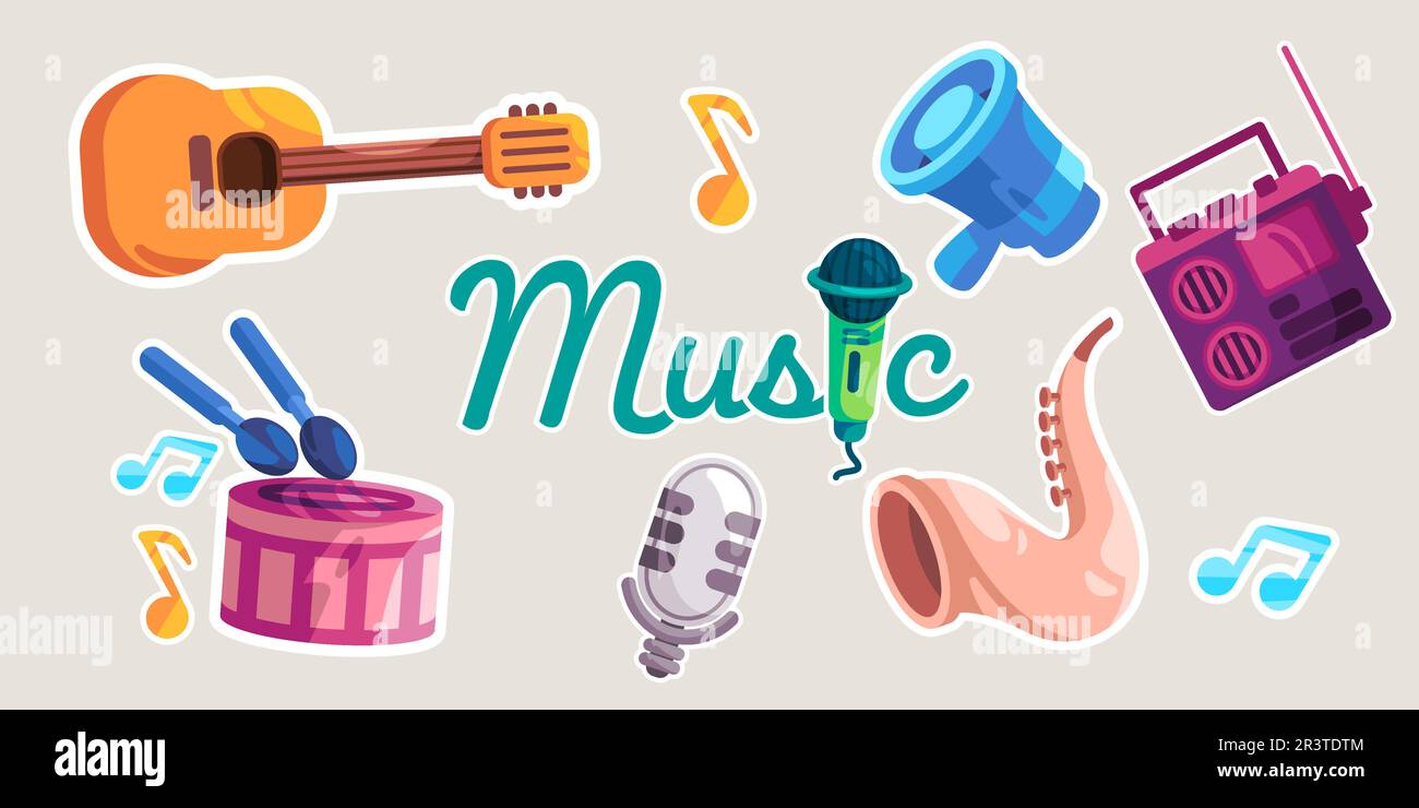 Musical instrument object from guitar drum saxophone to microphone ...