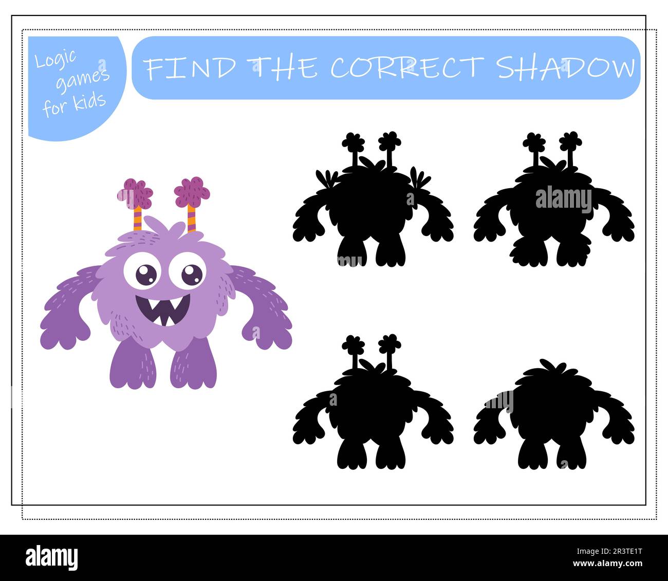 Find the right shadow, an educational game for kids, cartoon monsters ...