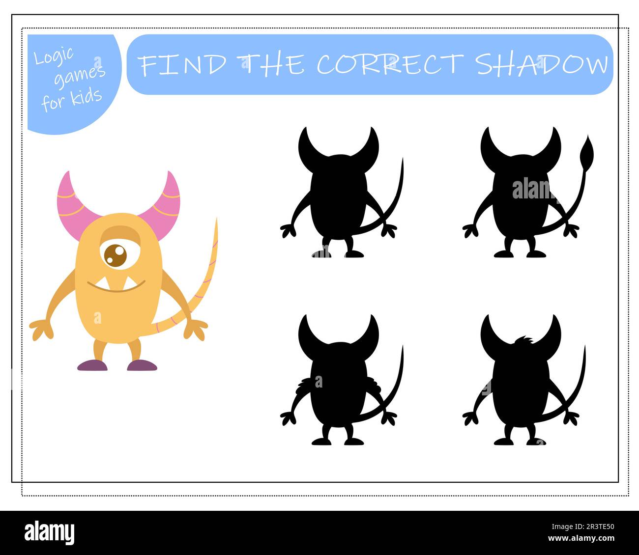 Find the right shadow, an educational game for kids, cartoon monsters ...