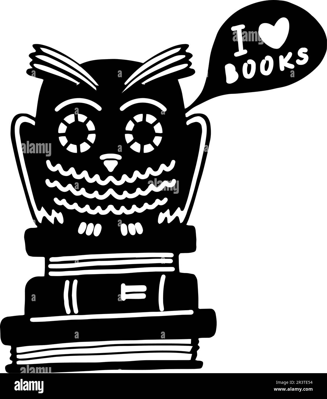 cute owl sitting on a pile of books. Vector illustration Stock Vector ...